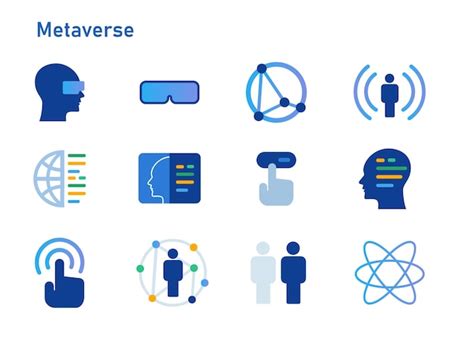 Premium Vector Metaverse Virtual Reality World Icon Concept Technology Set Collection Blue Color