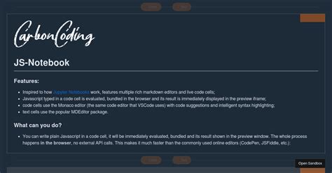 Js Notebook Web Codesandbox