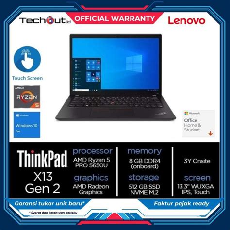 Jual Lenovo Thinkpad X Gen Ryzen Pro U Gb Ssd W Pro Touchs Di Seller Techout