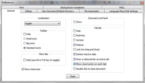 Notepad Display Close Button On Each Tab