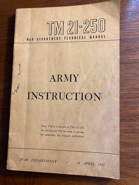 Army Instruction Us Army Field Manual Fm21 250 1945 Guide For Ary Instructions Teachers Etsy