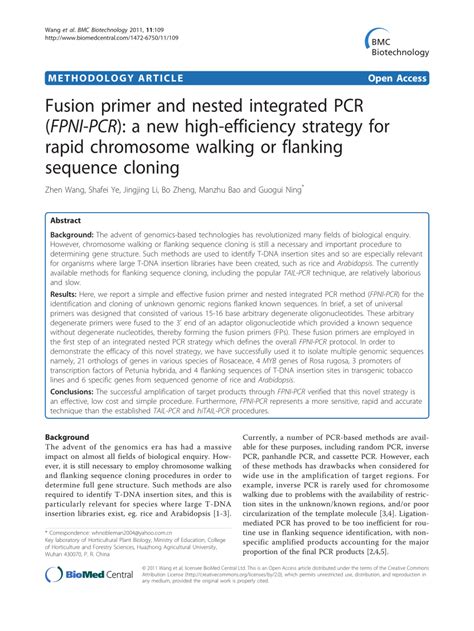 Pdf Fusion Primer And Nested Integrated Pcr Fpni Pcr A New High