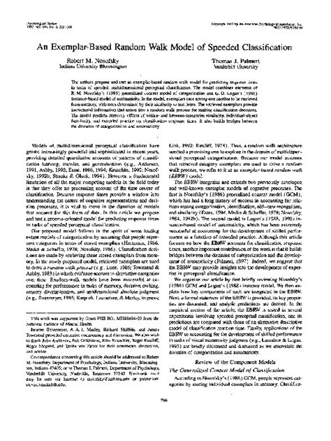 Pdf An Exemplar Based Random Walk Model Of Speeded Classification