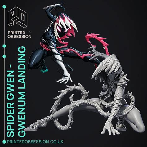 Gwen X Venom Gwenom Landing Pose Spiderman Fan Art 3d Model