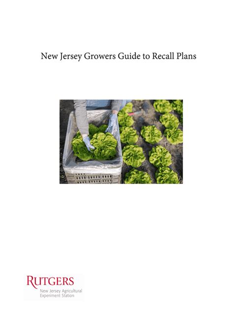 Fillable Online Sample Recall Plan For New Jersey Farmers Fax Email