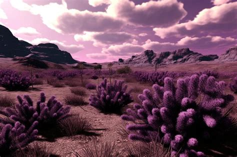 Premium Photo Desert Landscape On A Violet Shade