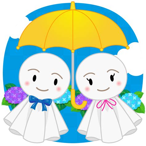 商用フリー・無料イラストてるてる坊主2人あじさいteruteru15 商用okフリー素材集「ナイスなイラスト」