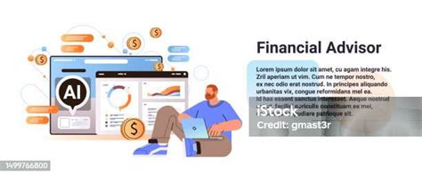 Ai 도우미 봇 투자 자금 관리 계획으로 컴퓨터 앱에서 조언을 제공하는 전문 재정 고문 분석 보기에 대한 스톡 벡터 아트 및 기타 이미지 분석 보기 개발 그래프
