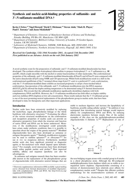 Pdf Cheminform Abstract Synthesis And Nucleic Acid Binding
