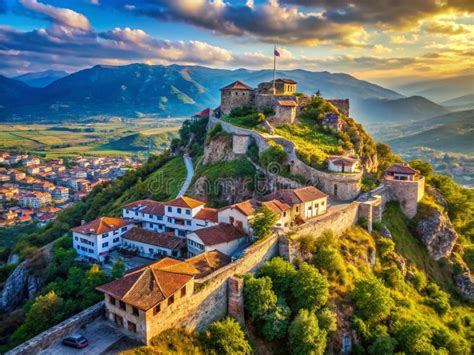 Breathtaking Aerial Perspective Of Berat Castle Albania A Timeless Tapestry Of Historic