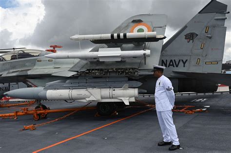 Indian Navy Mig 29k Onboard Ins Vikrant — R 73 Air To Air Missile R 77 Air To Air Missile And
