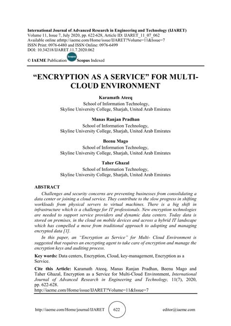 Pdf “encryption As A Service” For Multi Cloud Environment