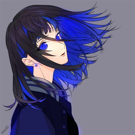 Фото Девушка с черно синими волосами By Amwshi