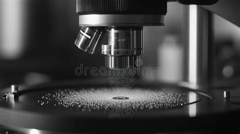 High Precision Microscopy Analyzing Particle Distribution Stock Image