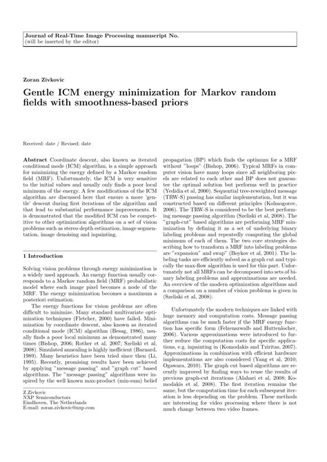 Pdf Gentle Icm Energy Minimization For Markov Random Fields With