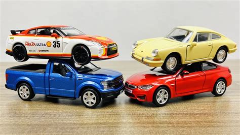 세단 Suv 트럭 버스 경찰차 구급차 소방차 미니어처 자동차 리뷰 및 우드 브리지에서 달리기 Youtube