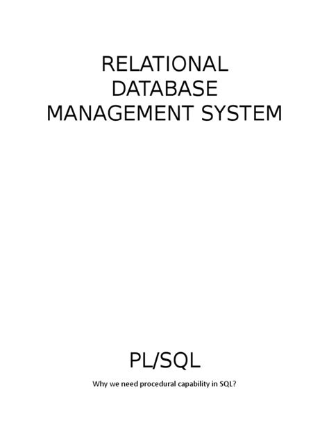 an overview of pl sql features and relational database rules according to codd s rules pdf