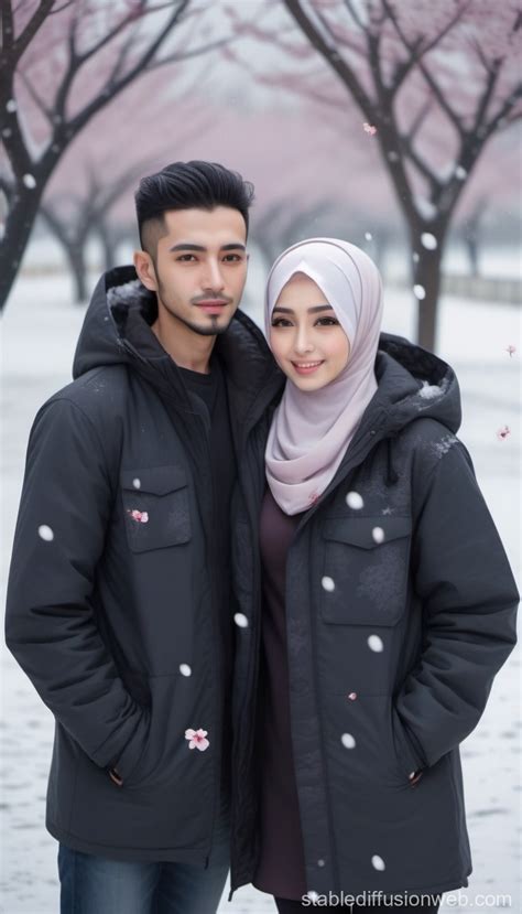 Winter Love Under Sakura Stable Diffusion Online