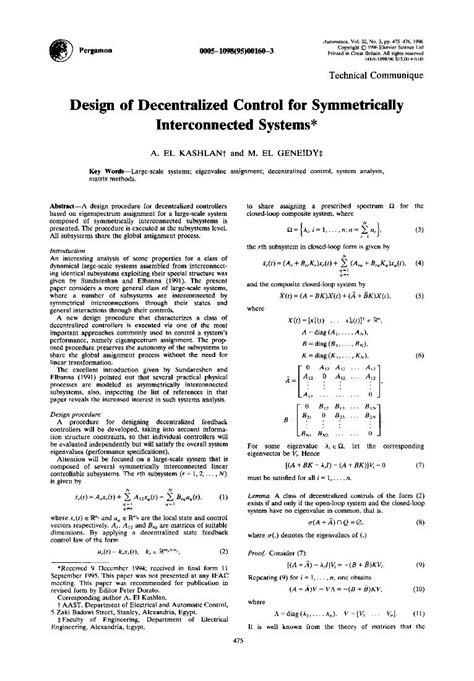 Pdf Design Of Decentralized Control For Symmetrically Interconnected Systems Dokumentips