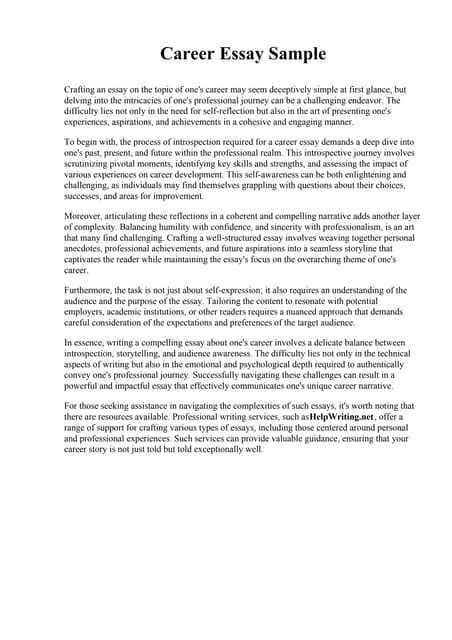 My Future Career Essay Pdf