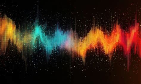 Dynamic Digital Soundwave Visualization Vibrant Orange Blue Stock
