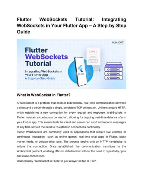 Flutter Websockets Tutorial Integrating Websockets In Your Flutter App A Step By Step Guide Pdf