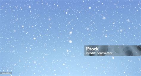 벡터 폭설 다양한 모양과 형태의 눈송이 파란색 배경에 흰색 차가운 플레이크 요소 눈송이 눈 덮인 배경 공중에서 날아 다니는 하얀 눈송이 눈송이에 대한 스톡 벡터 아트 및
