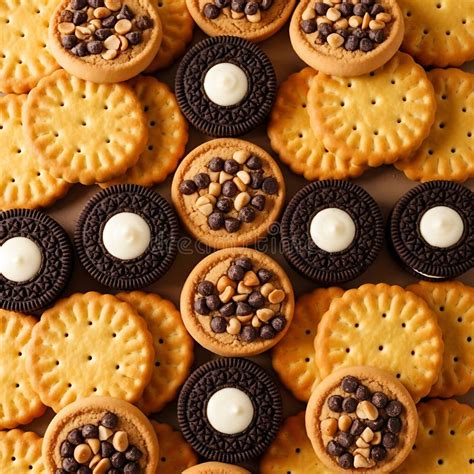 Delicious Assortment Of Sweet Cookies And Cream Biscuits Ready To Enjoy