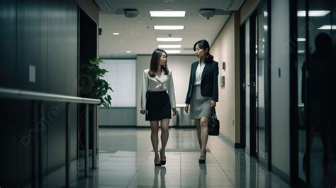 복도를 걷는 한 쌍의 비즈니스 여성 비즈니스 우먼 사무실 지역에서 걷는 두 여자 고화질 사진 사진 배경 일러스트 및 사진 무료 다운로드 Pngtree