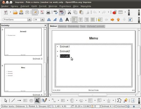 Openofficecz Práce S Poli A Tvorba Menu V Impressu