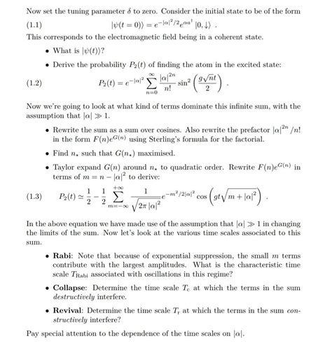 Solved 1 Jaynes Cummings Model The Jaynes Cummings Model