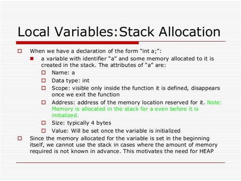 Stack And Heap Allocation