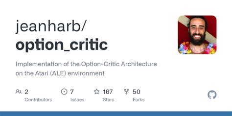 github jeanharb option critic implementation of the option critic architecture on the atari