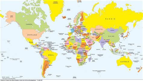 Carte Du Monde Avec Les Noms Des Pays En Français Un Outil