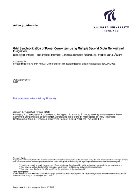 Pdf Grid Synchronization Of Power Converters Using Multiple Second Order Generalized Integrators