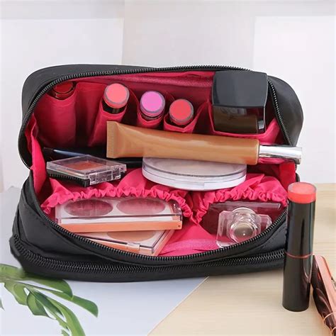 메이크업 가방 방수 나일론 더블 지퍼 더블 레이어 여행 가방 대용량 세면 용품 가방 여성을위한 화장품 보관 Temu Republic Of Korea