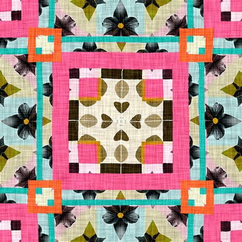 Kitsch Pattern Geometric Retro Design In Seamless Background Trendy Modern Boho Geo In Vibrant