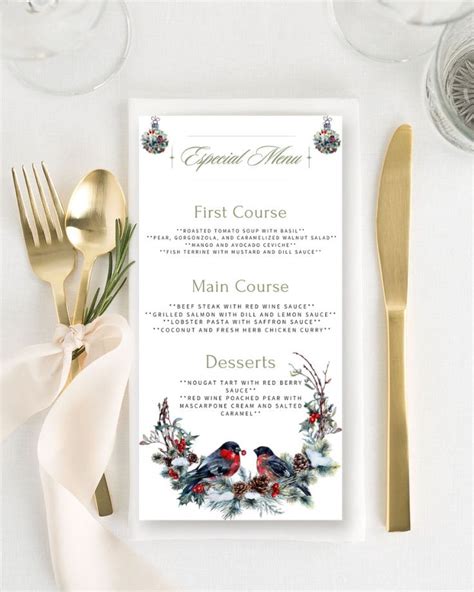 A4 Christmas Menu Template Editable Christmas Day Menu Template