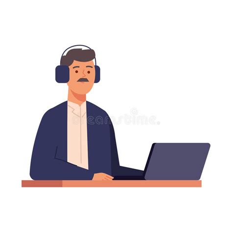 Adult Man In Remote Work From Home Stock Vector Illustration Of