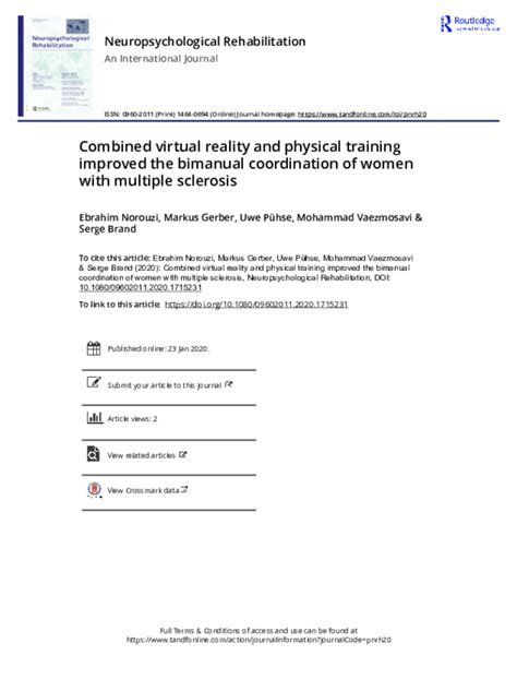 Pdf Combined Virtual Reality And Physical Training Improved The Bimanual Coordination Of Women