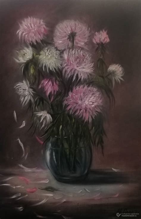 Картина «Хризантемы в вазе Холст Масло 2022 г