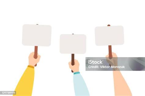 시위 축약이나 피켓에 표지판 배너 및 플래카드를 들고있는 사람들의 벡터 그림 폭력 오염 유죄 인권 침해에 반대하는 사람들 군중에 대한 스톡 벡터 아트 및 기타 이미지