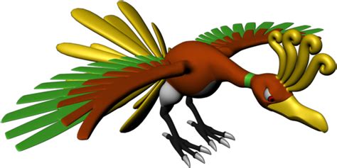 Ho Oh Pokemon Legendary Bird Fire Type Flying Pokémon Rainbow Wings Png
