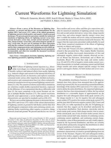 Pdf Current Waveforms For Lightning Simulation Dokumentips