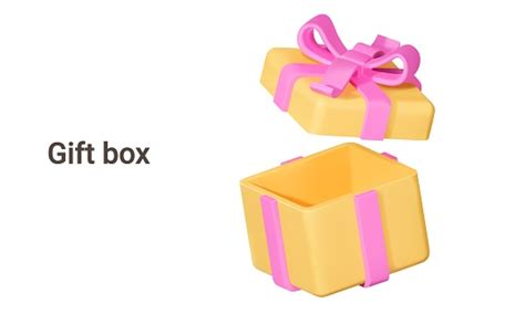 기프트 박스를 엽니다 분홍색 리본이 있는 노란색 상자 투명한 배경의 3d 오브젝트 3차원 형태에 대한 스톡 벡터 아트 및 기타 이미지 3차원 형태 공휴일 기념일