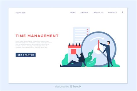 시간 관리 방문 페이지 템플릿 무료 벡터