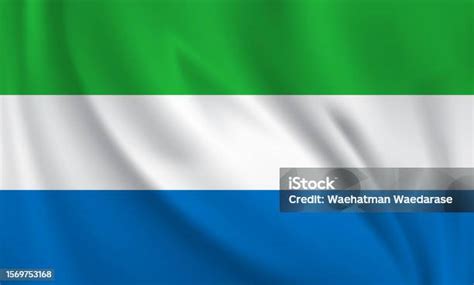 시에라리온의 국기가 바람에 날리고 있다 전체 페이지 비행 깃발 시에라리온에 대한 스톡 벡터 아트 및 기타 이미지 시에라리온 0명 3차원 형태 Istock