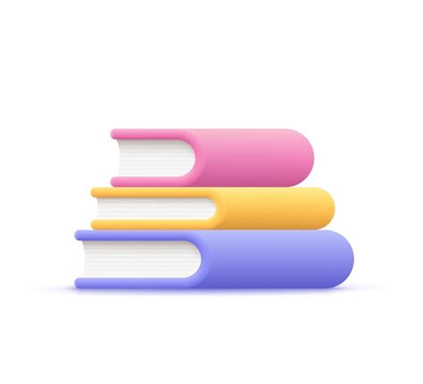 다채로운 책의 스택 교육 독서 개념 3d 벡터 아이콘 만화 최소한의 스타일 프리미엄 벡터