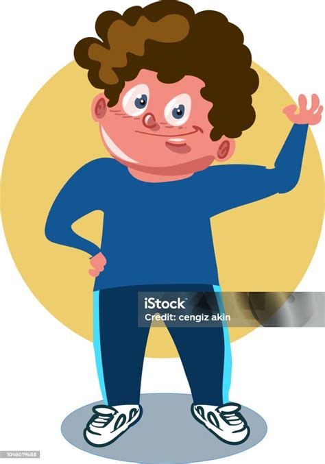 행복 한 아이 제기 손으로 재미 있는 만화 플랫 Syle 벡터 일러스트 레이 션 곱슬 머리에 대한 스톡 벡터 아트 및 기타 이미지 곱슬 머리 낙서 드로잉 만화