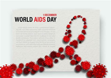 Hiv Virus In Paper Cut Style And Red Ribbon Shape With The Day And Name Of Event Example Texts